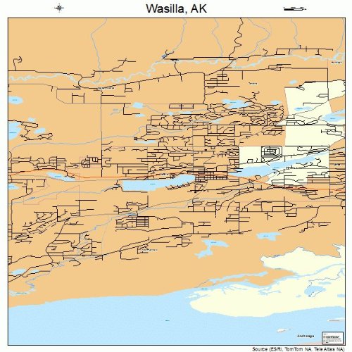 Large Street & Road Map of Wasilla, Alaska AK - Printed poster size ...