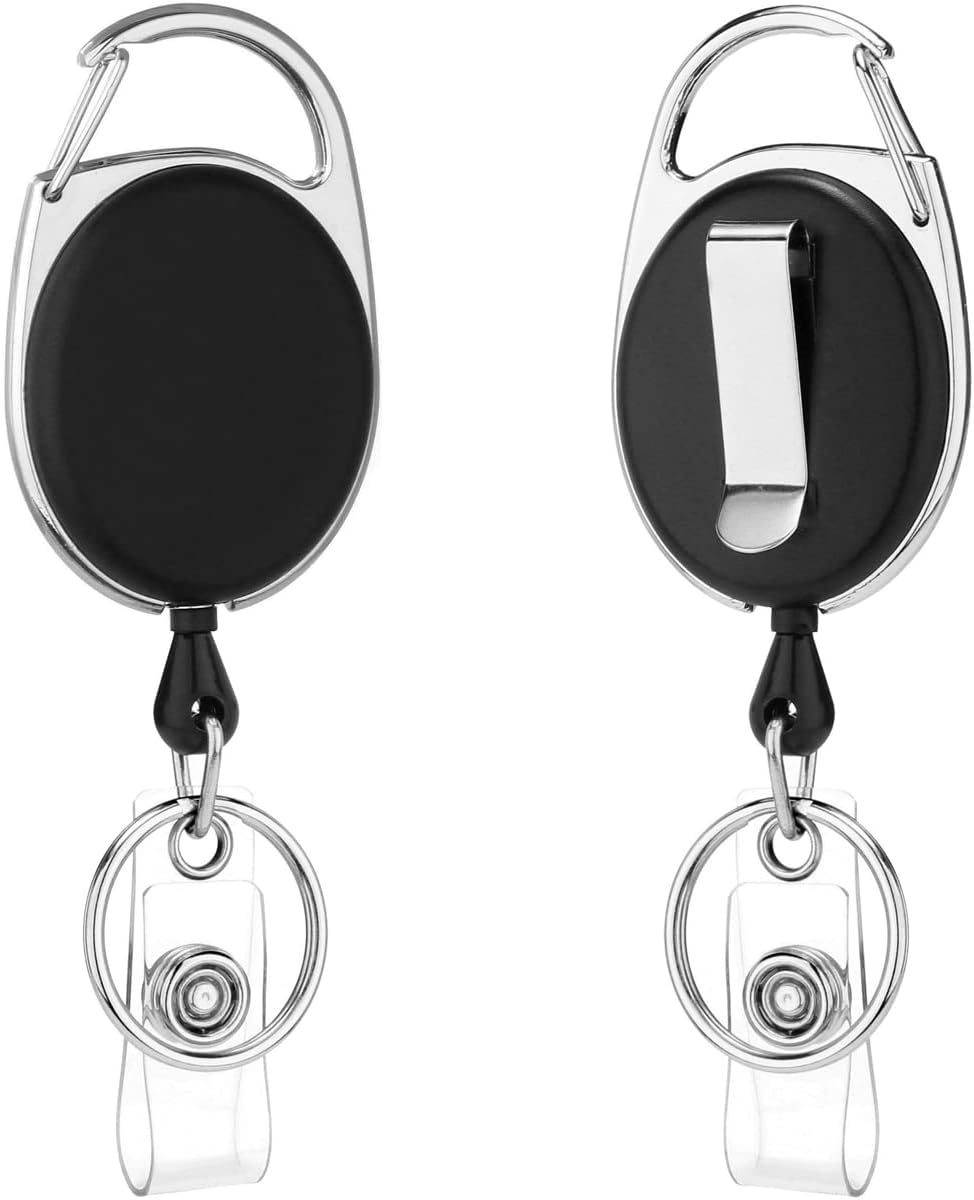 Amazon.com : QREEL Heavy Duty Retractable Badge Reel, 2-Pack, Badge ...