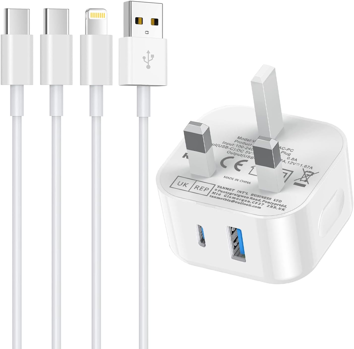 iPad Charger and Plug, 20W USB C Charger for iPad Pro and Cable 2M ...