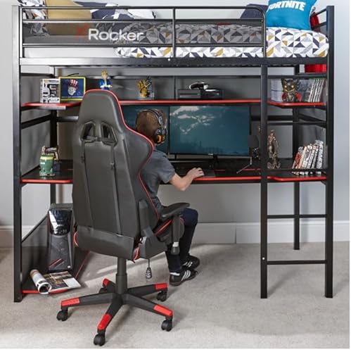 X-Rocker BattleBunk Gaming Bunk Bed, High Sleeper With Desk, Shelves ...