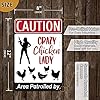 Amazon.com : YOYI ART Funny Chicken Coop Sign - Area Patrolled by Crazy ...