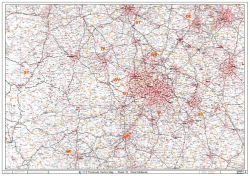 West Midlands ~ Postcode Sector Map (Postcode Sector Range): Amazon.co ...