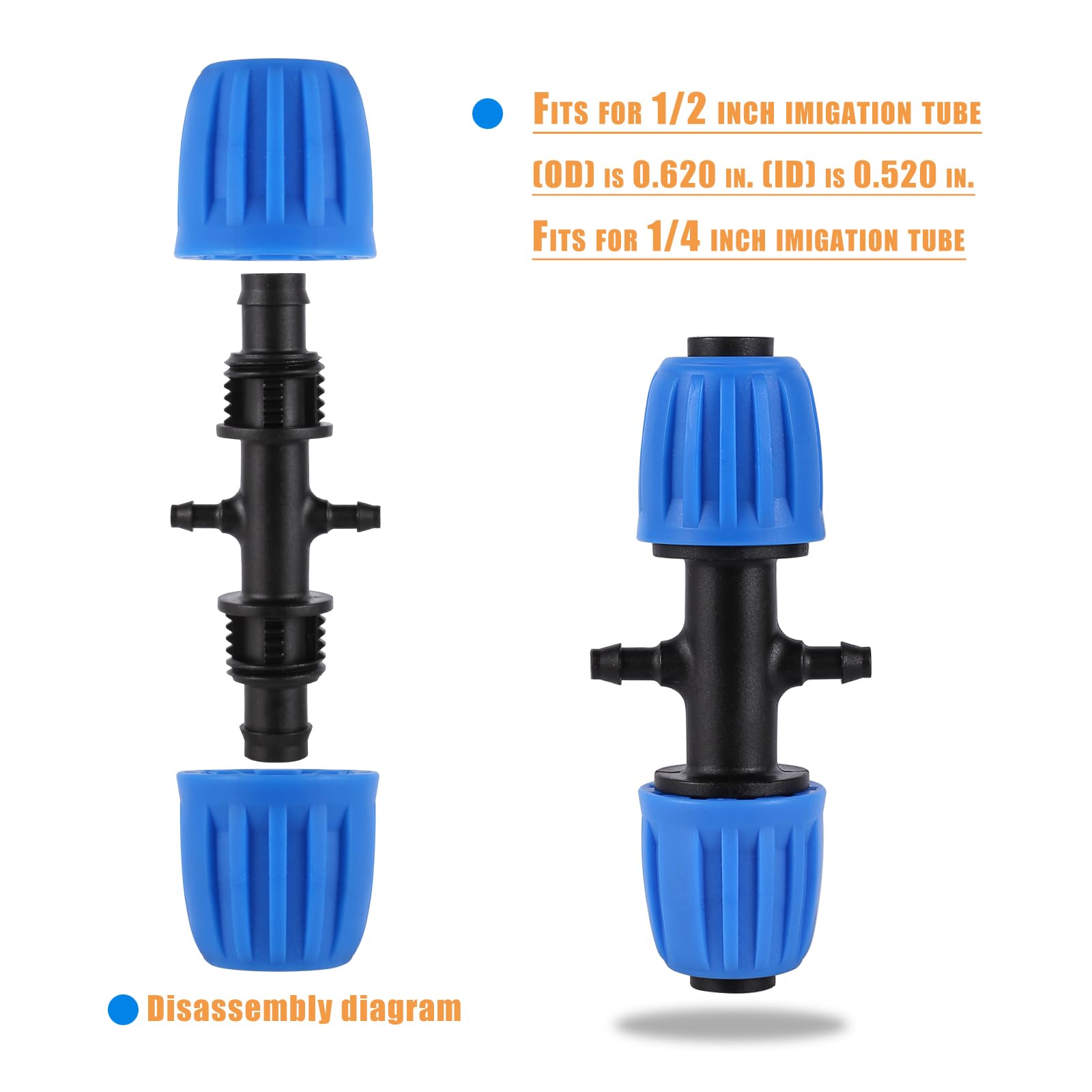 Snapklik.com : 10 Pcs 1/2" To 1/4" Barbed Tee Connector, 1/2 Inch To 1/ ...