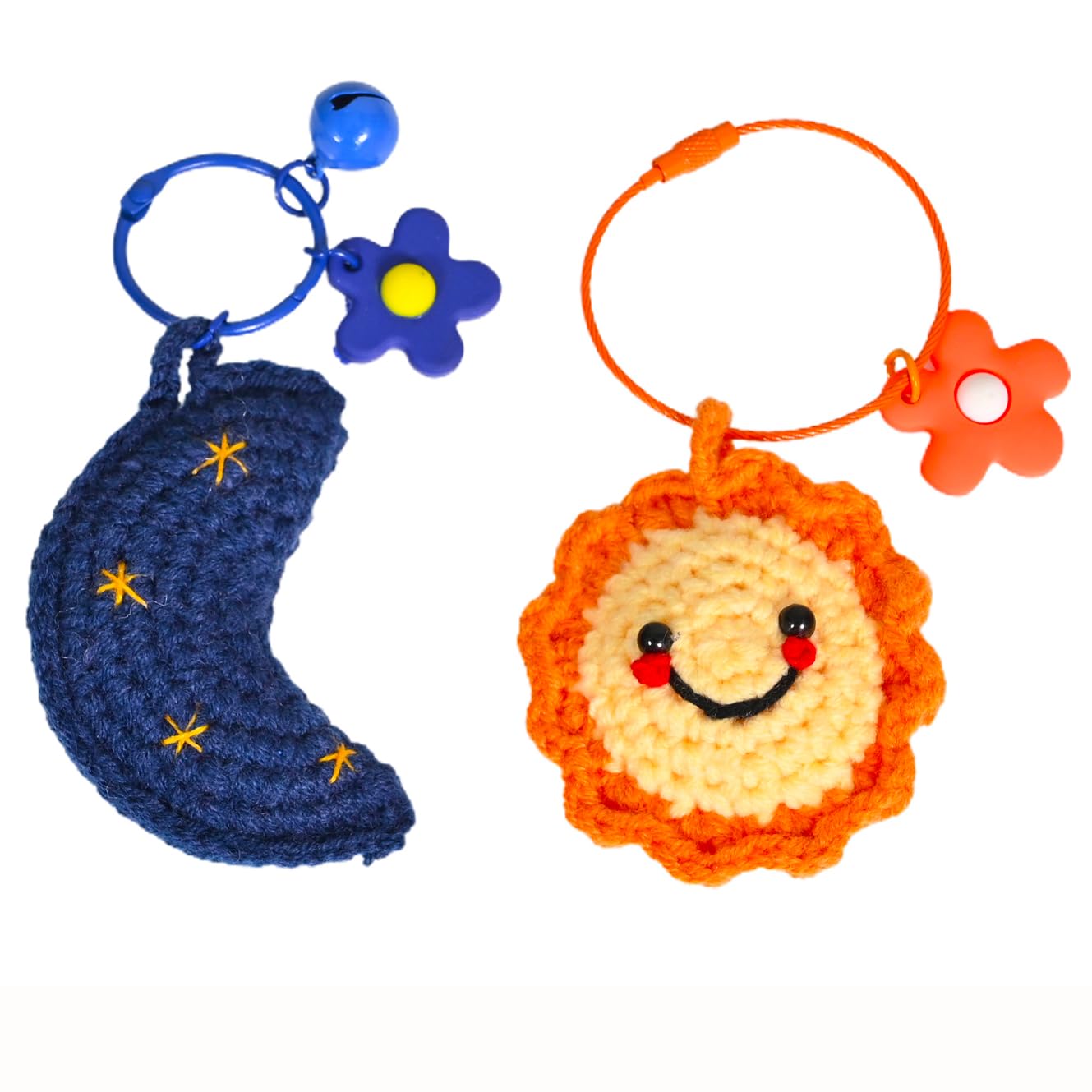 Amaira Gifts Combo of Cute Smiley & Moon Design Crochet Keychains for ...