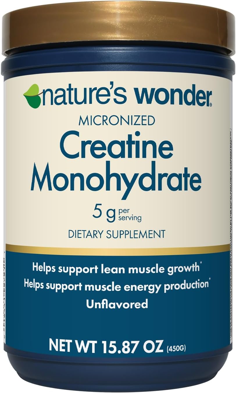 Amazon.com: Nature's Wonder Micronized Creatine Monohydrate Powder 5g ...