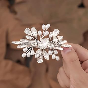 Amazon.com : JONKY Wedding Crystal Hair Clips Silver Bridal Hair Clip ...