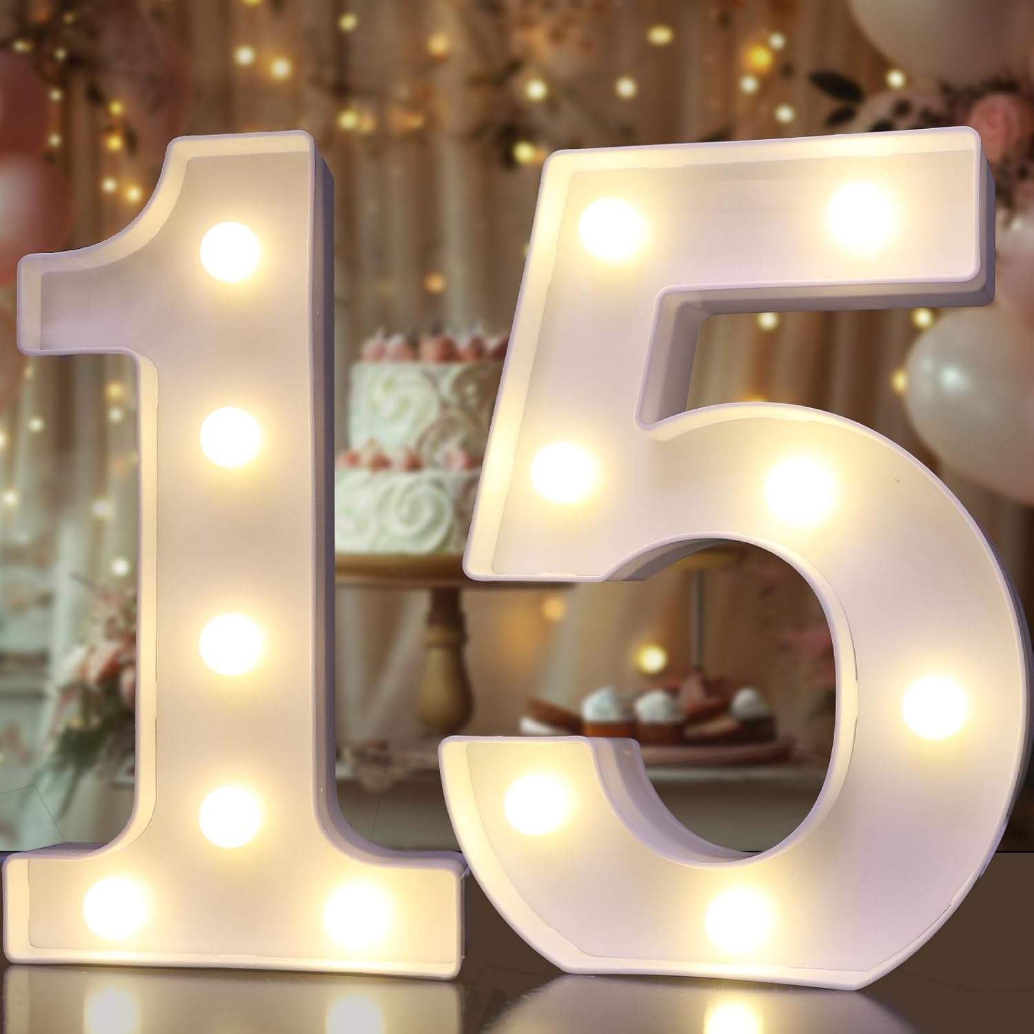 Pooqla Decorative LED Light Up Number Letters, White Plastic Marquee ...