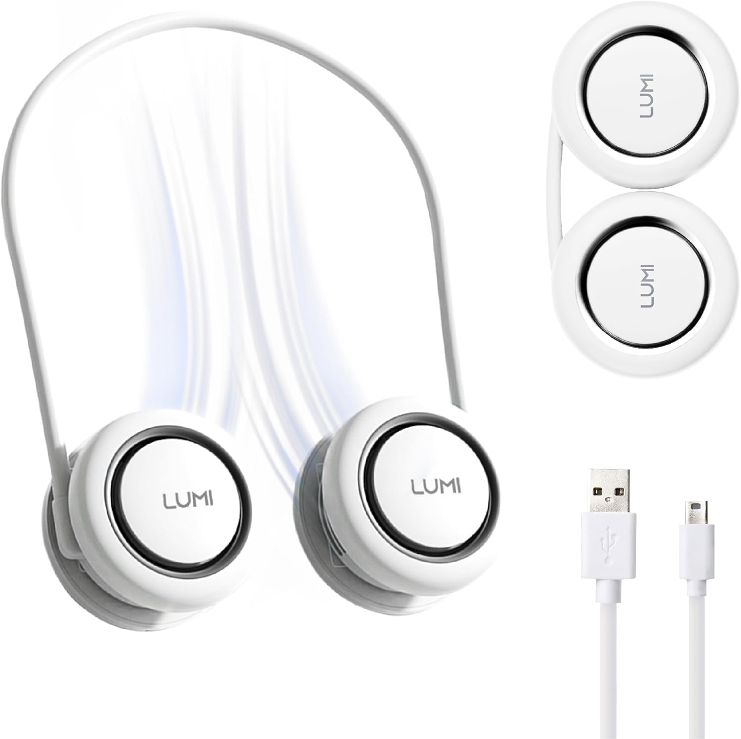 LUMI | Foldable Neck Fan | 3 Power Settings | 3000mAh Battery | 9 Hours ...