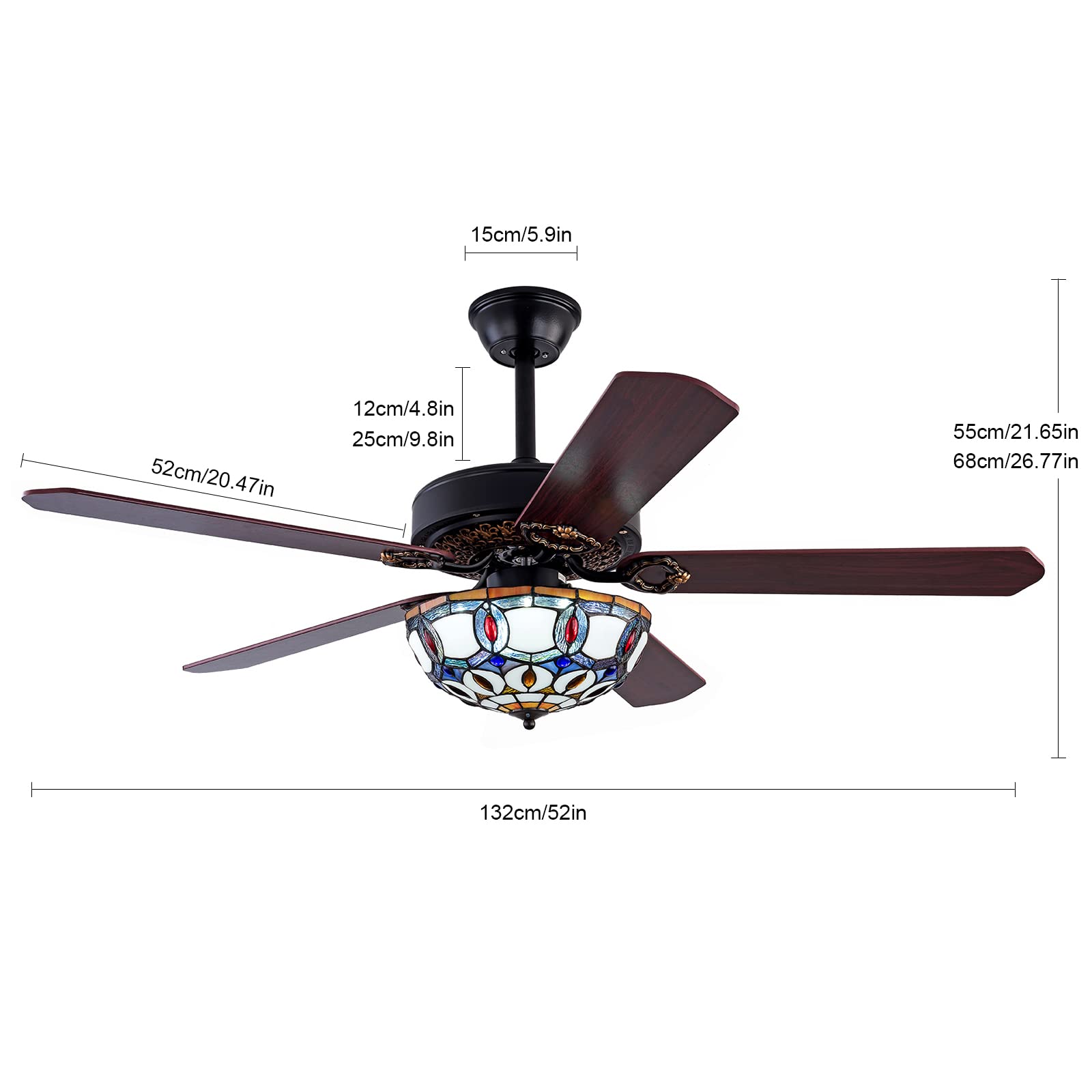 Antique Stained Glass Ceiling Fans Tiffany Style Ceiling Fan With
