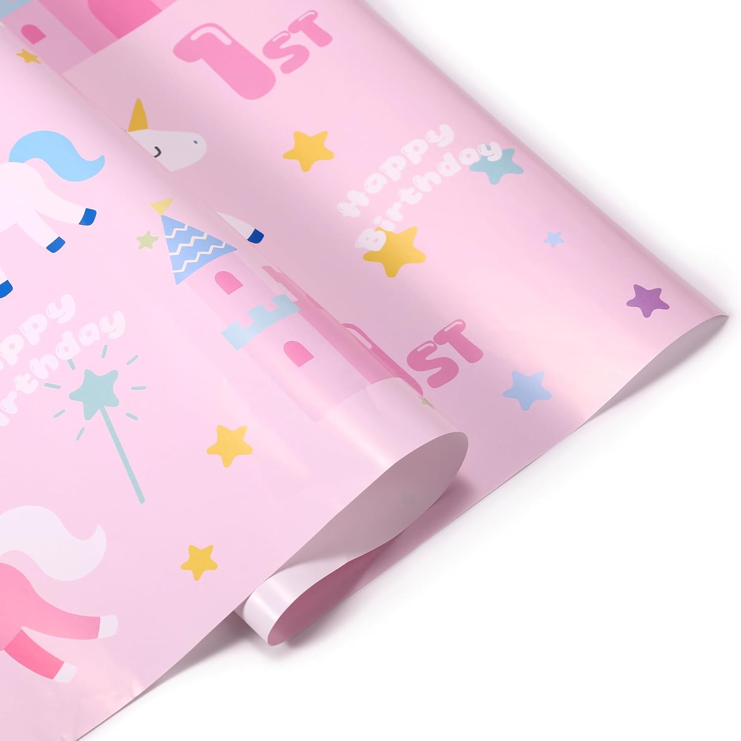 Amazon.com: 10 Sheets 1st Birthday Wrapping Paper for Girls, 27x16 Inch ...