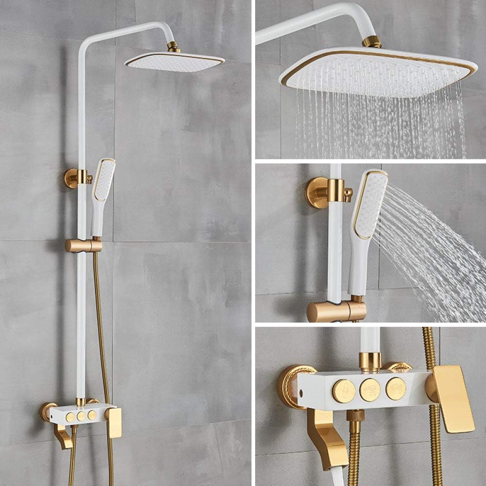 Amazon.com: UNLOU Rose Gold Shower Faucet Rainfall Shower System Black ...