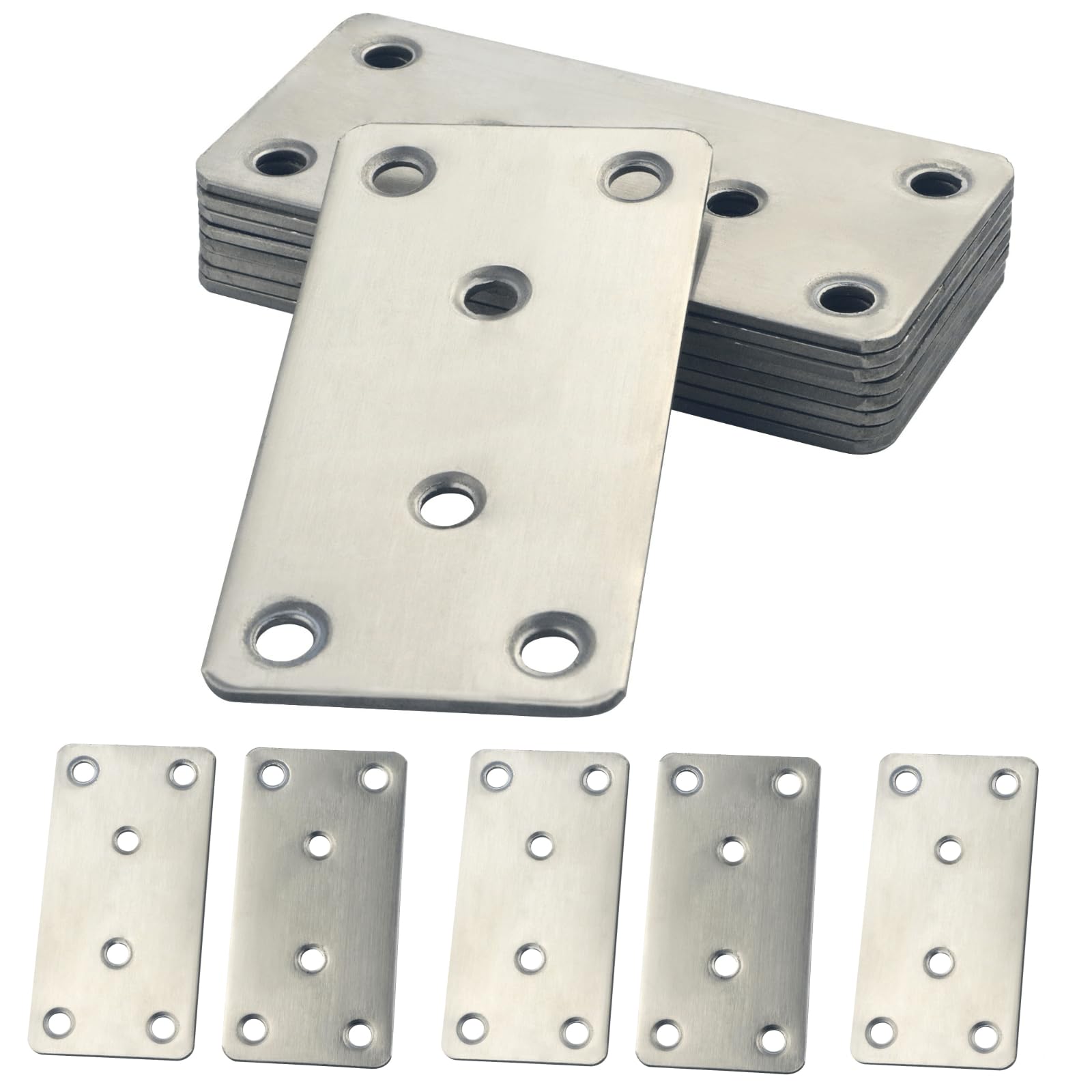 Amazon.com: SBRRAIL Flat Metal Brackets Straight Stainless Steel ...