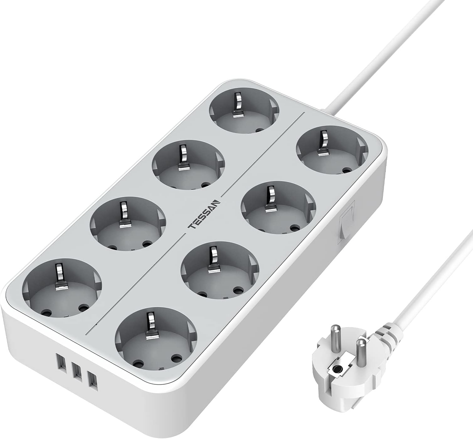 Mehrfachsteckdose mit USB, TESSAN 4fach Steckdosenleiste mit USB ...