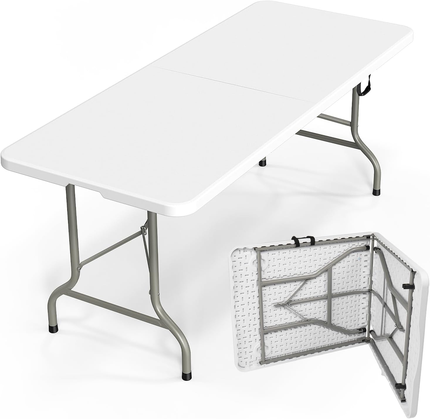Amazon.com: Bonnlo Folding Table 6ft, Portable Collapsible Plastic ...