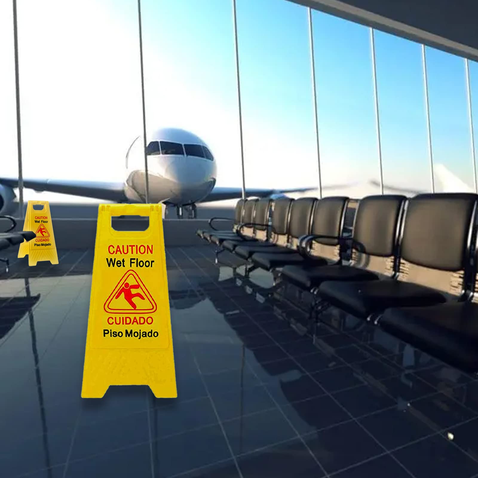 Snapklik.com : 6-Pack Caution Wet Floor Signs Foldable Sturdy Double ...