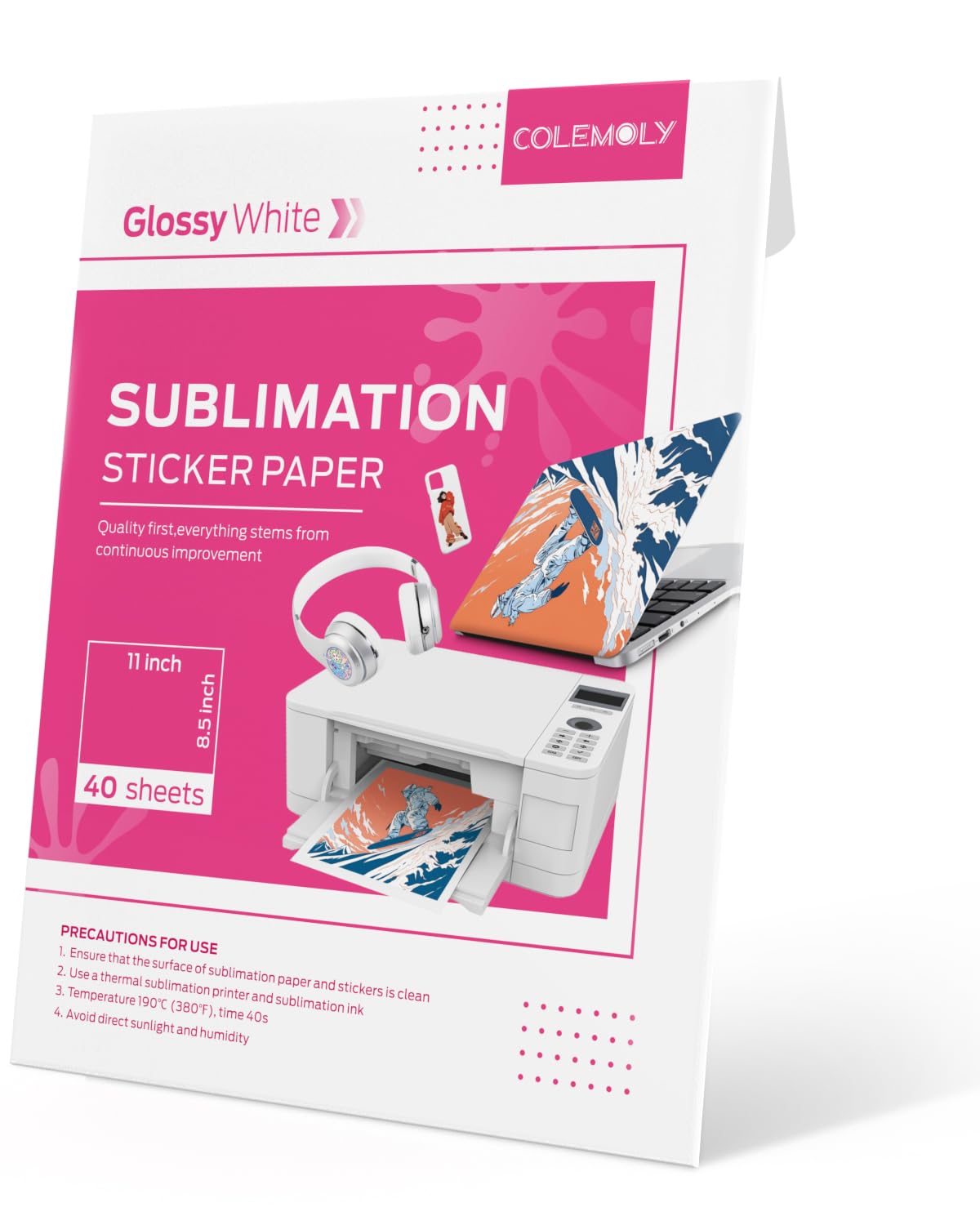 Snapklik.com : Colemoly Sublimation Sticker Paper-40 Sheets Glossy ...