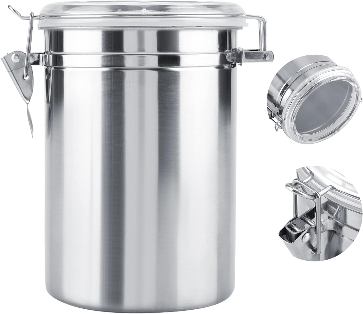 Amazon.com: Stainless Steel Canister, with Clear Lid and Locking Clamp ...