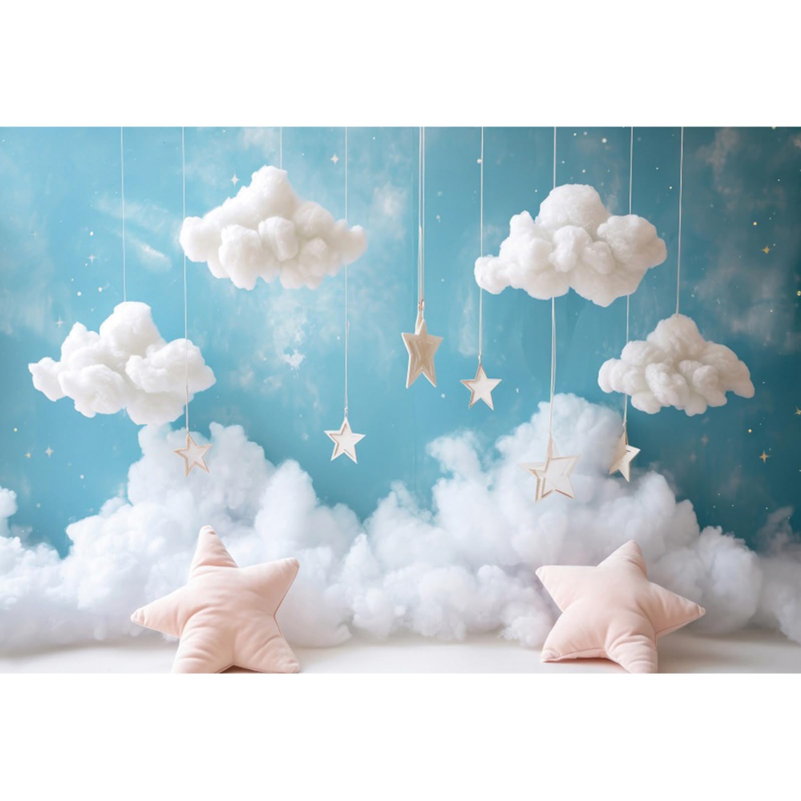 Amazon.com : YongFoto Cute Sky Clouds Star Blue Backdrop 5x3ft Kids ...