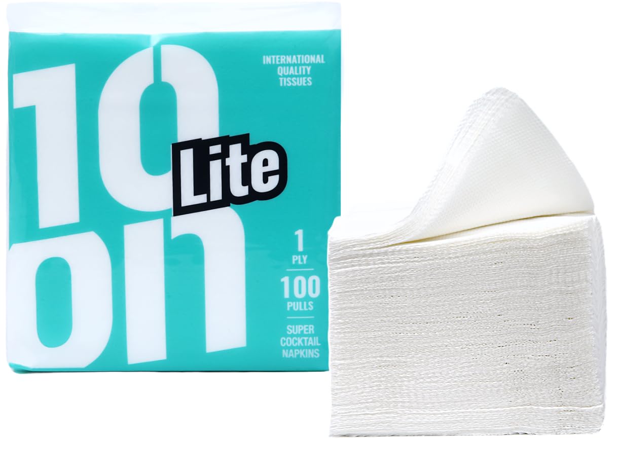 10 on Lite 1 Ply Super Cocktail Tissue Paper Napkins - 22 X 22 CM - 100 ...