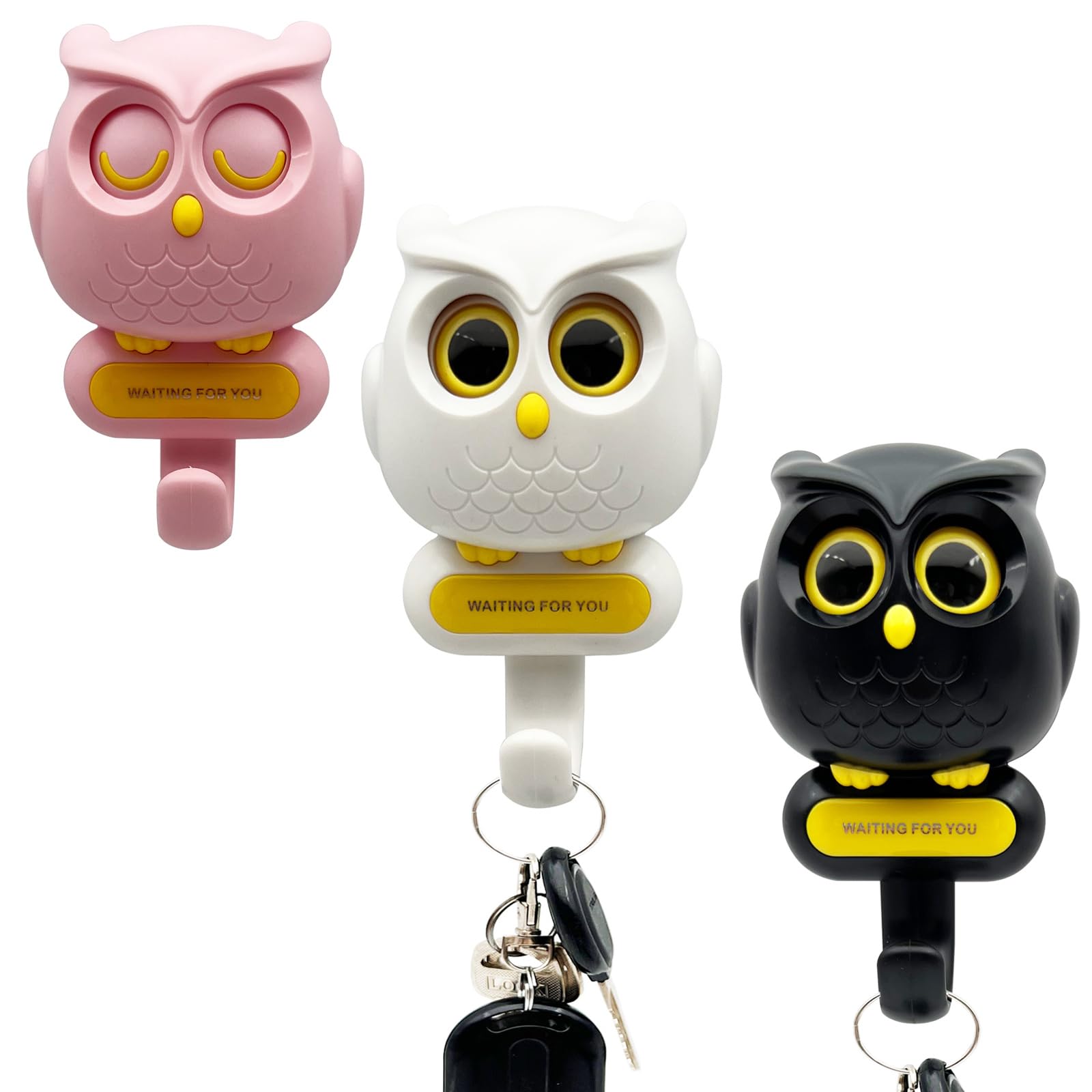 Amazon.com: Hallocool 3PCS Owl Key Hooks Automatic Open Close Eyes Cute ...