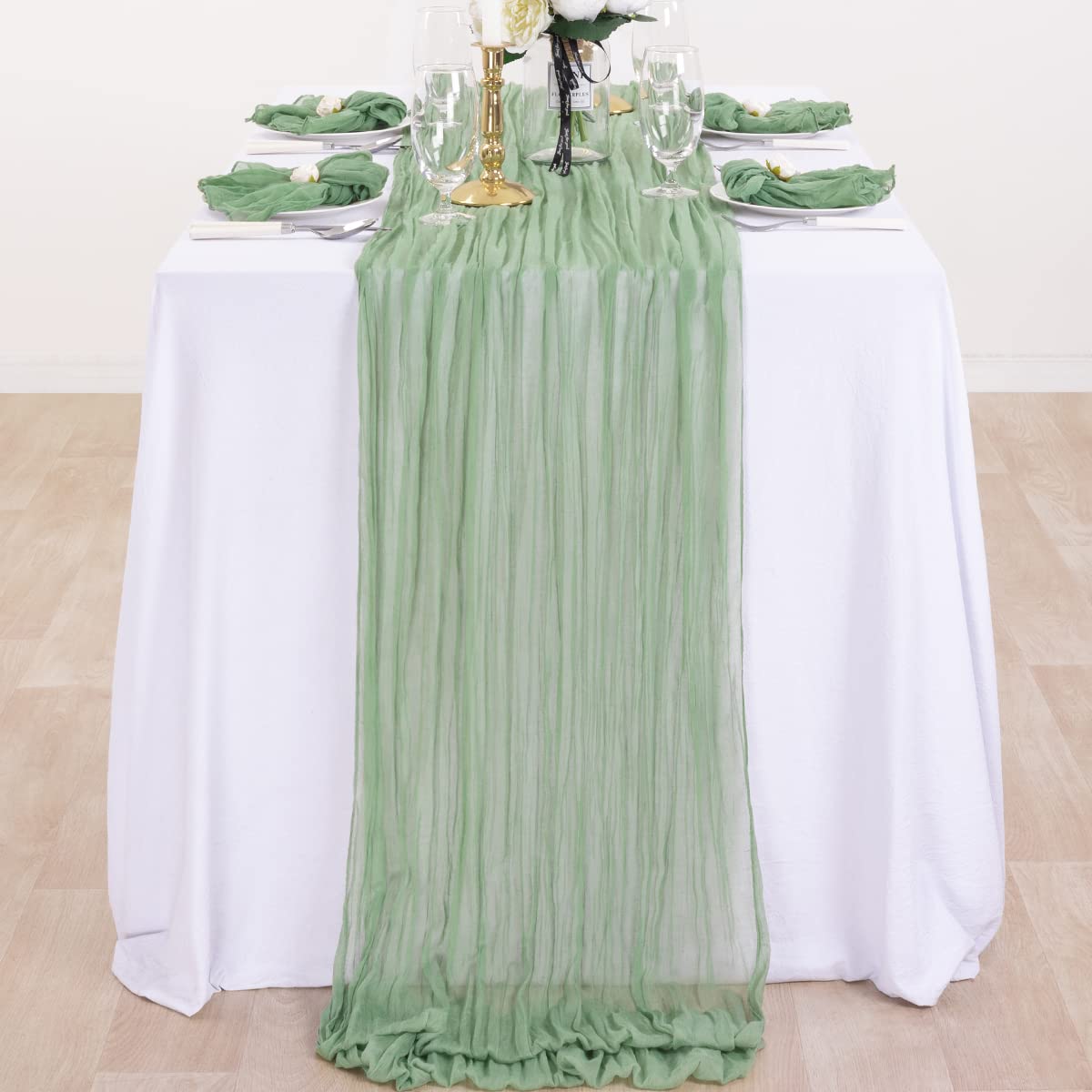 Snapklik.com : DeZerlor 10Pack Sage Green Cheesecloth Table Runner ...