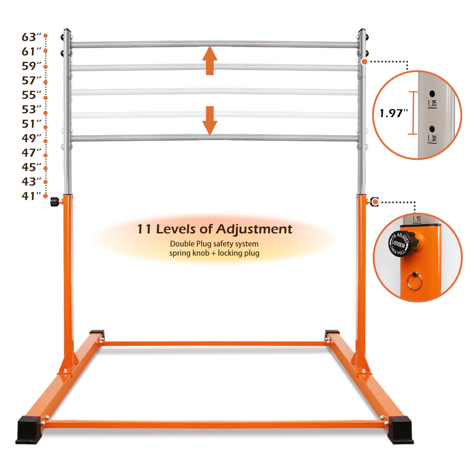 Gymnastics Bar for Kids,11 Levels Adjustable Height Gymnastics ...