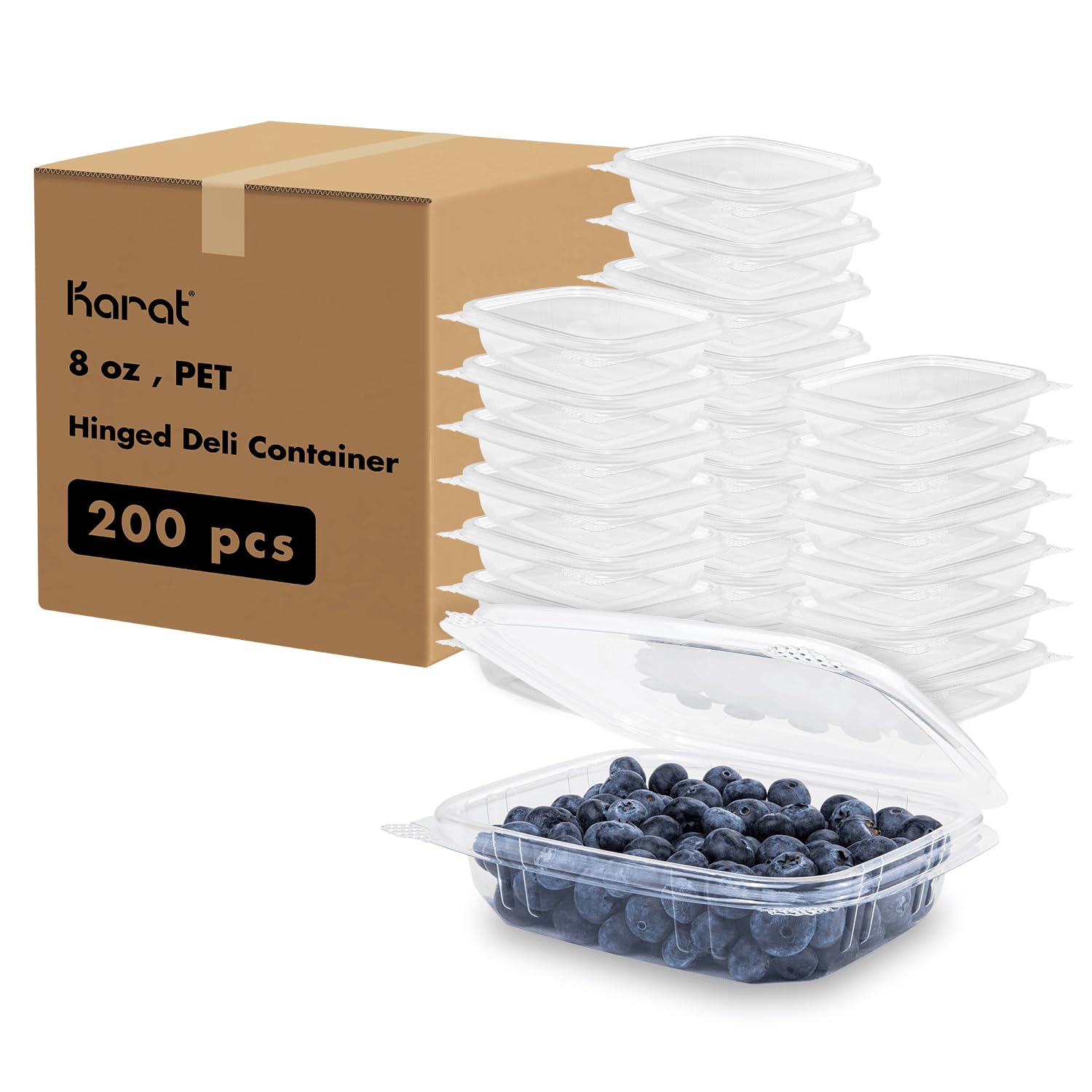 Snapklik.com : Karat 8oz -200 Ct Small Clamshell Containers