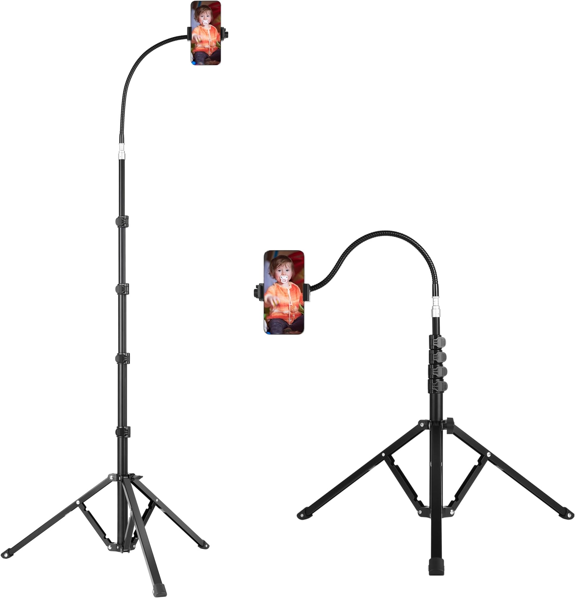 Peastrex 82" Tall Flexible Phone Tripod with 17" Gooseneck, Overhead ...