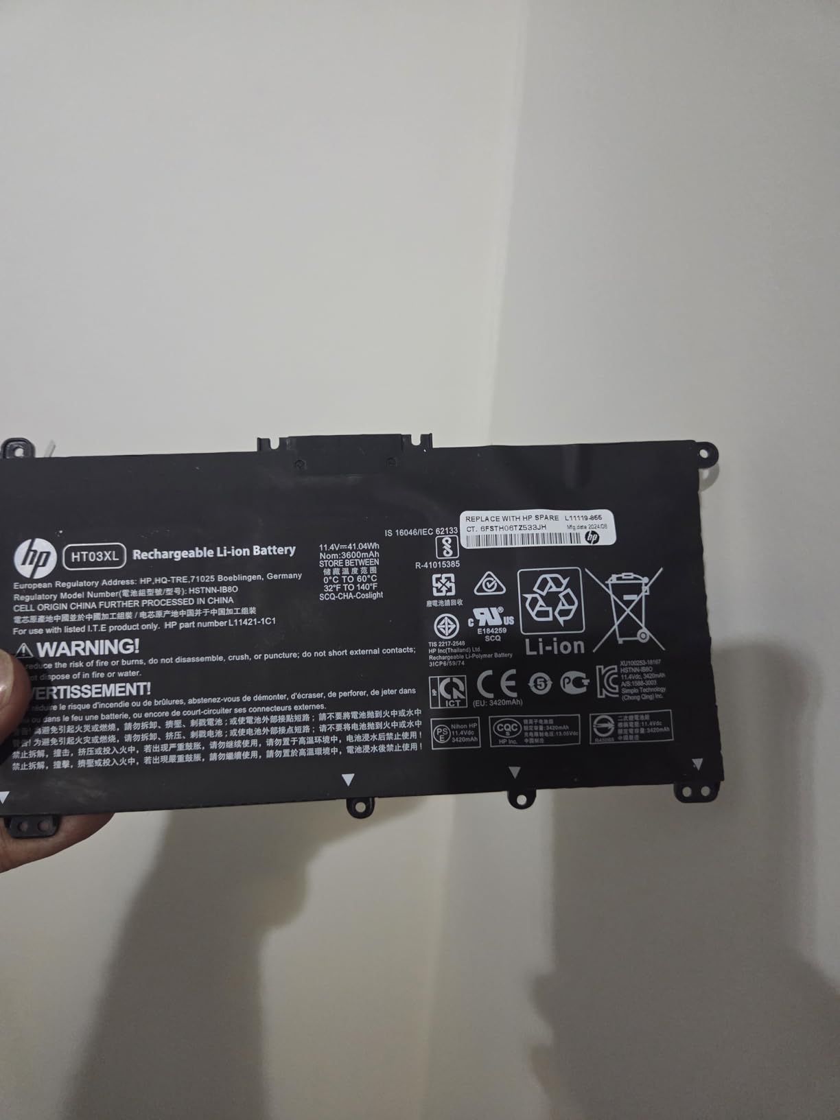 R & I HT03XL Laptop Battery Compatible for HP Spare L11119-855 L11421 ...
