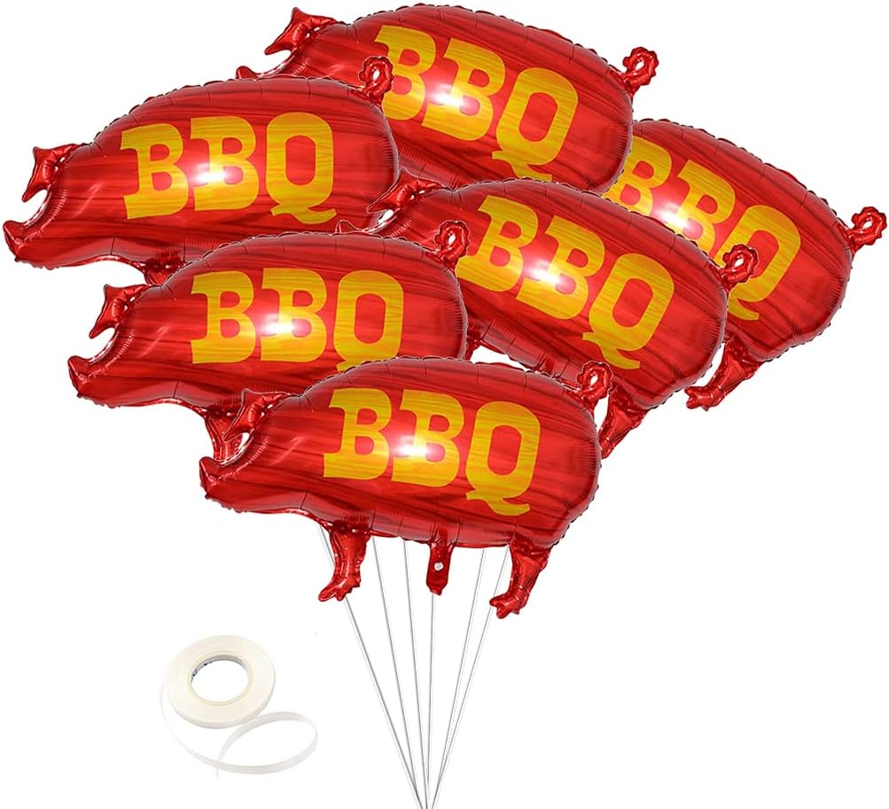 Amazon.com: 6 Pieces BBQ balloon Pig Shaped BBQ Mylar Foil Balloons for ...