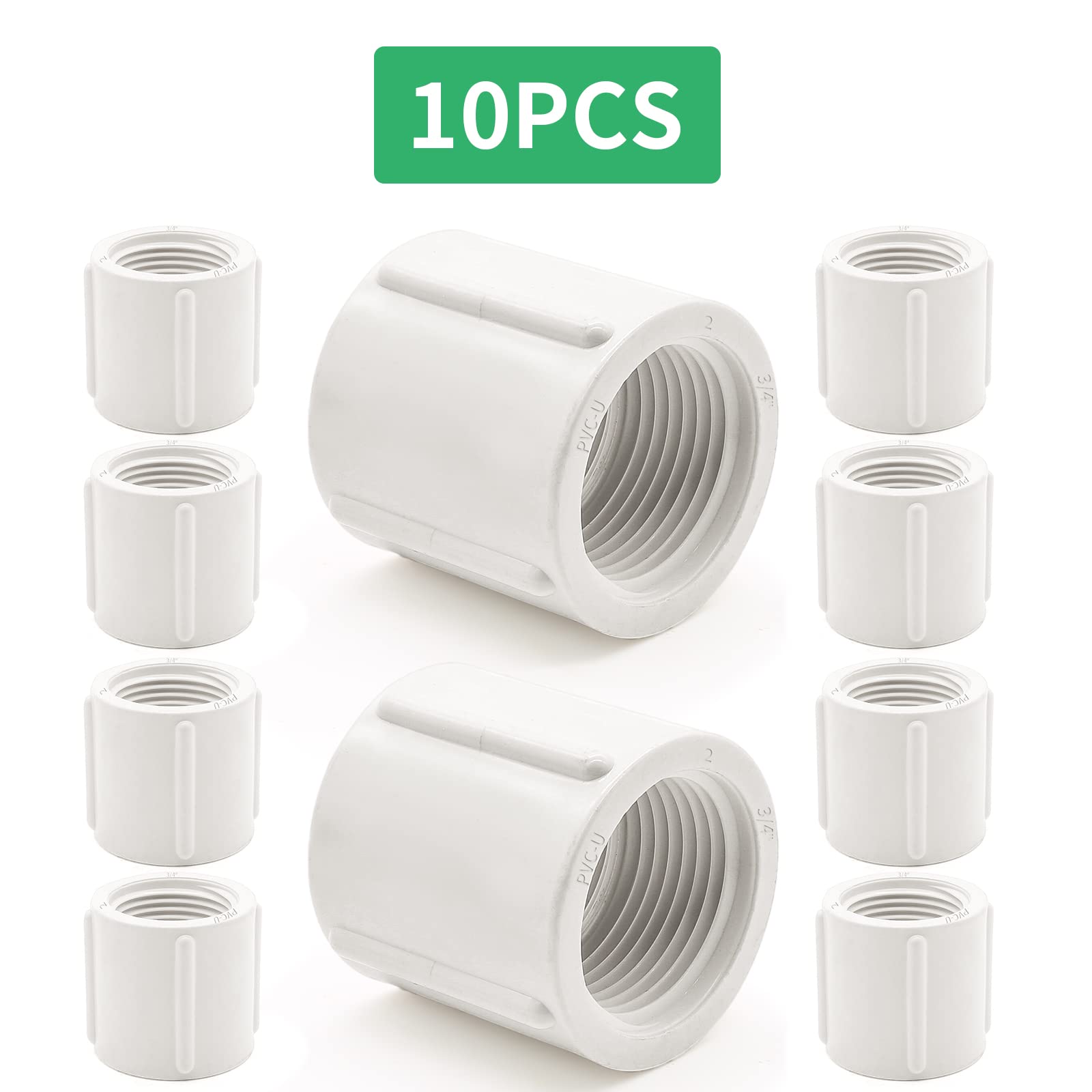 Snapklik.com : 10 PCS PVC Threaded Pipe, 3/4" Female Pipe Coupling,PVC ...