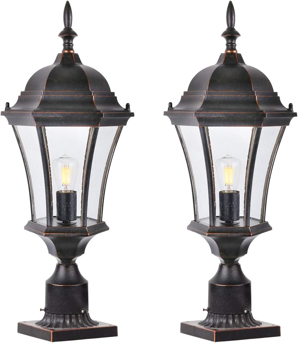 GOALPLUS Cast Aluminum 24" Large Outdoor Post Light with 3" Pier Mount ...