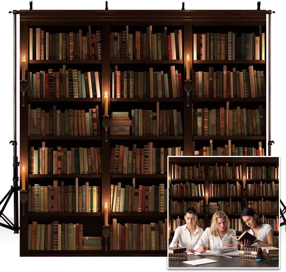 Amazon.com : Bookshelf Backdrop for Photography Bookcase Libiary Book ...