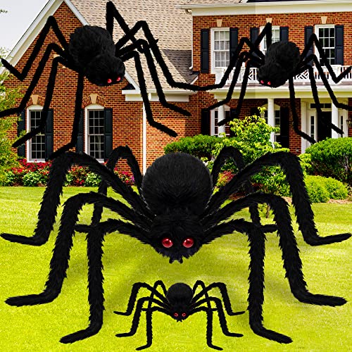 FEQO 4 Pack Halloween Giant Spider Decorations Realistic - Want It All