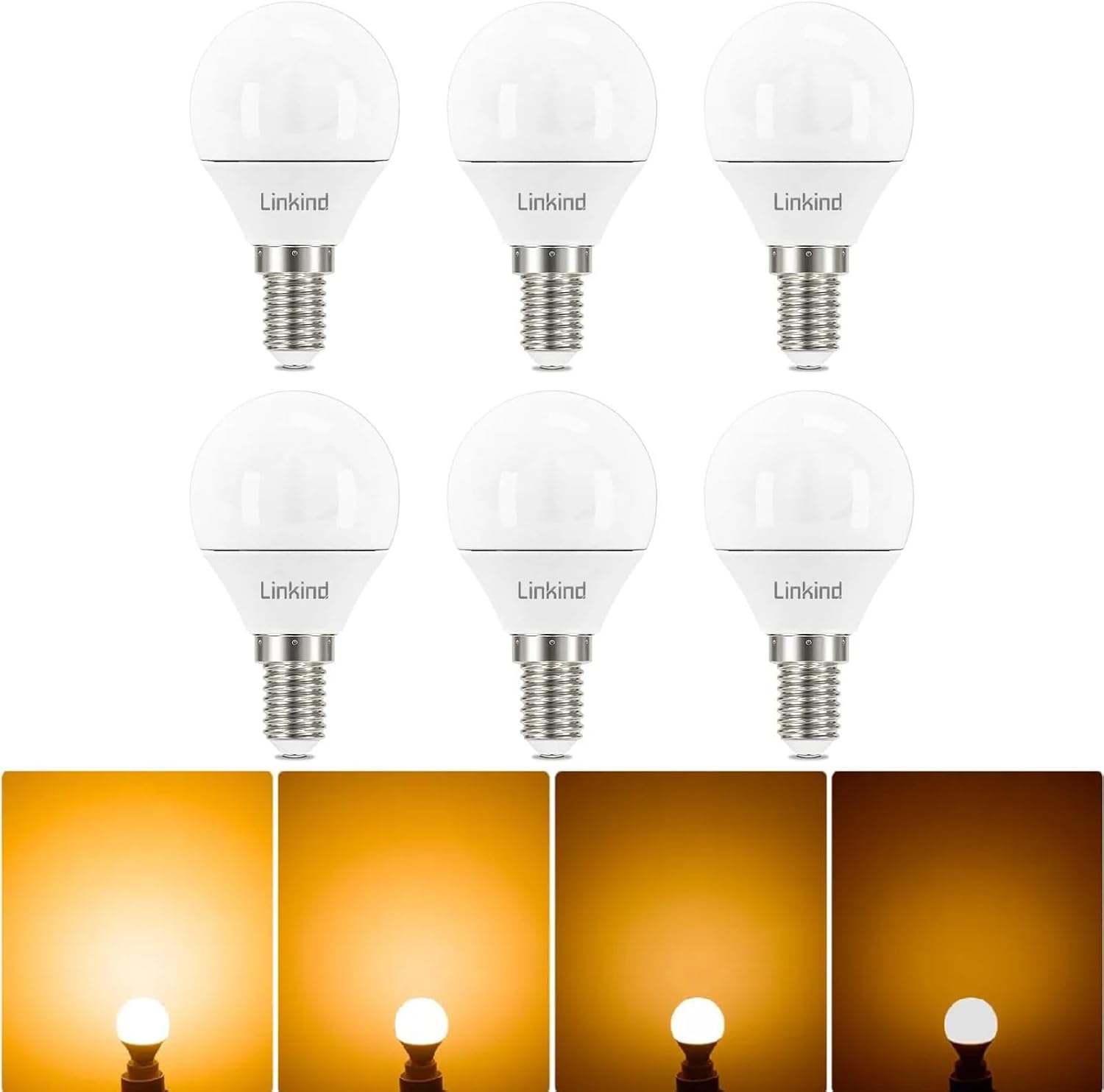 Linkind E14 LED Bulb, Golf Ball P45 Bulb Dimmable, Small Edison Screw ...
