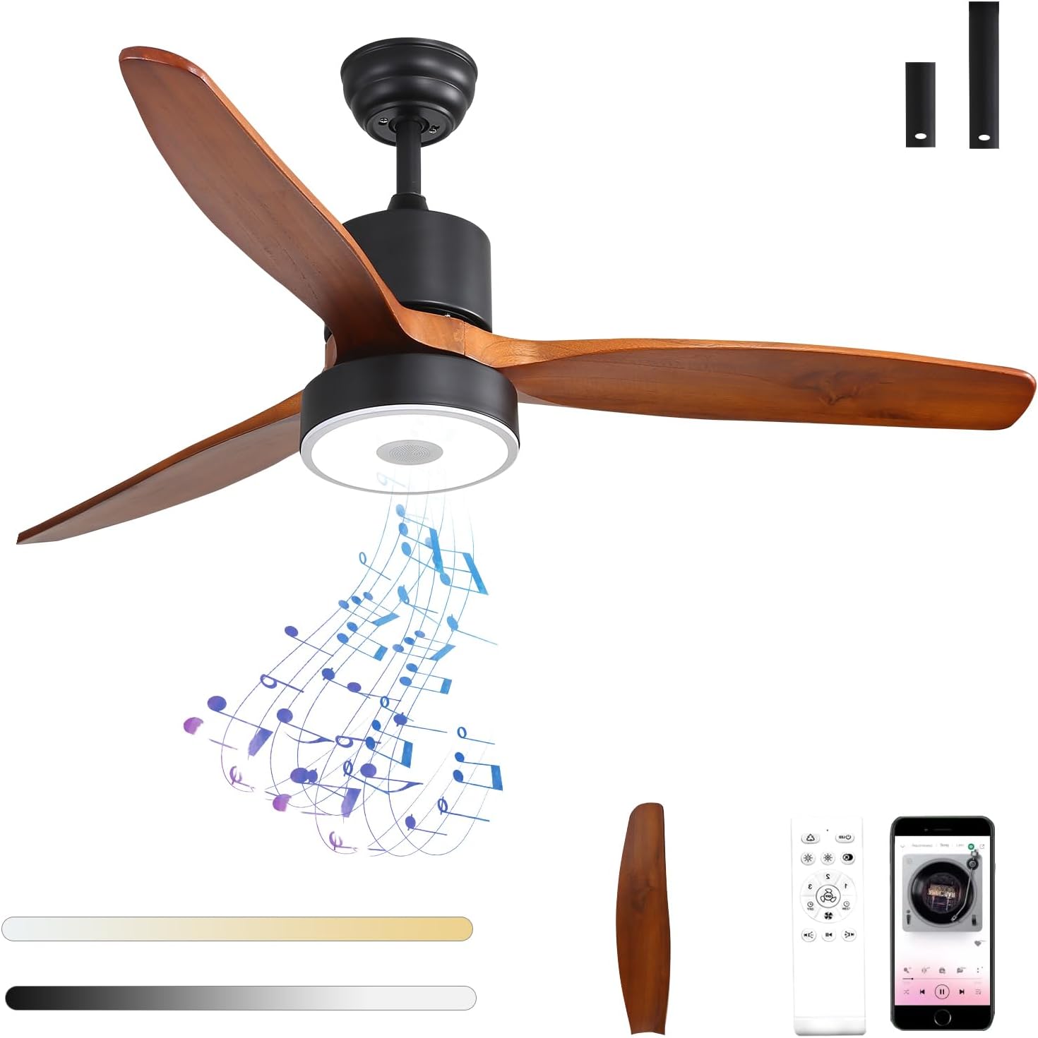 Amazon.com: AIHONKON 52in Ceiling Fans with Lights Remote Control,RGB ...