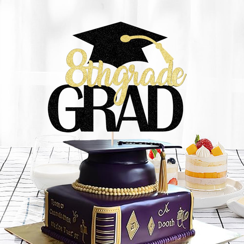 Amazon.com: FmiyunEea 8th Grade Grad Cake Topper-Congrats Grad Cake ...