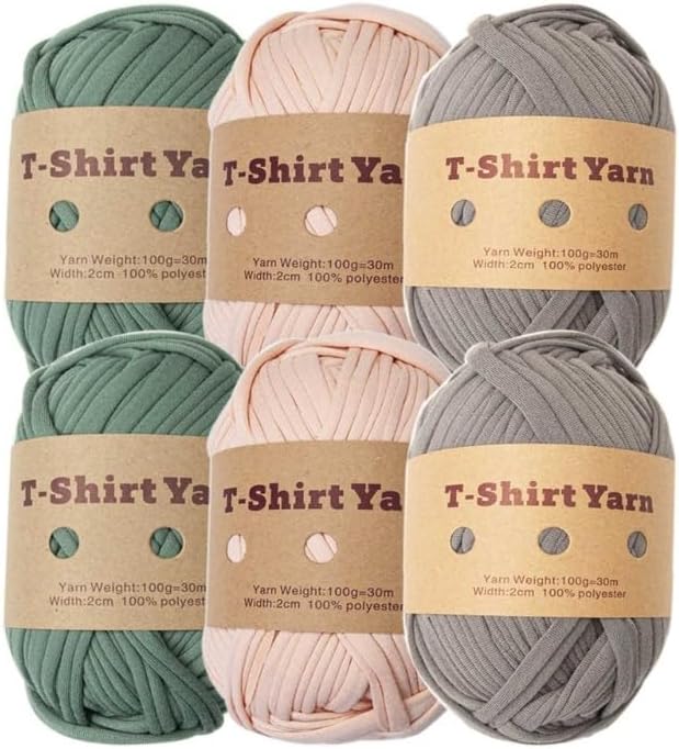 Woedpez 6 Rolls T-Shirt Yarn Spaghetti Ball Fabric Cloth Knitting Yarn ...