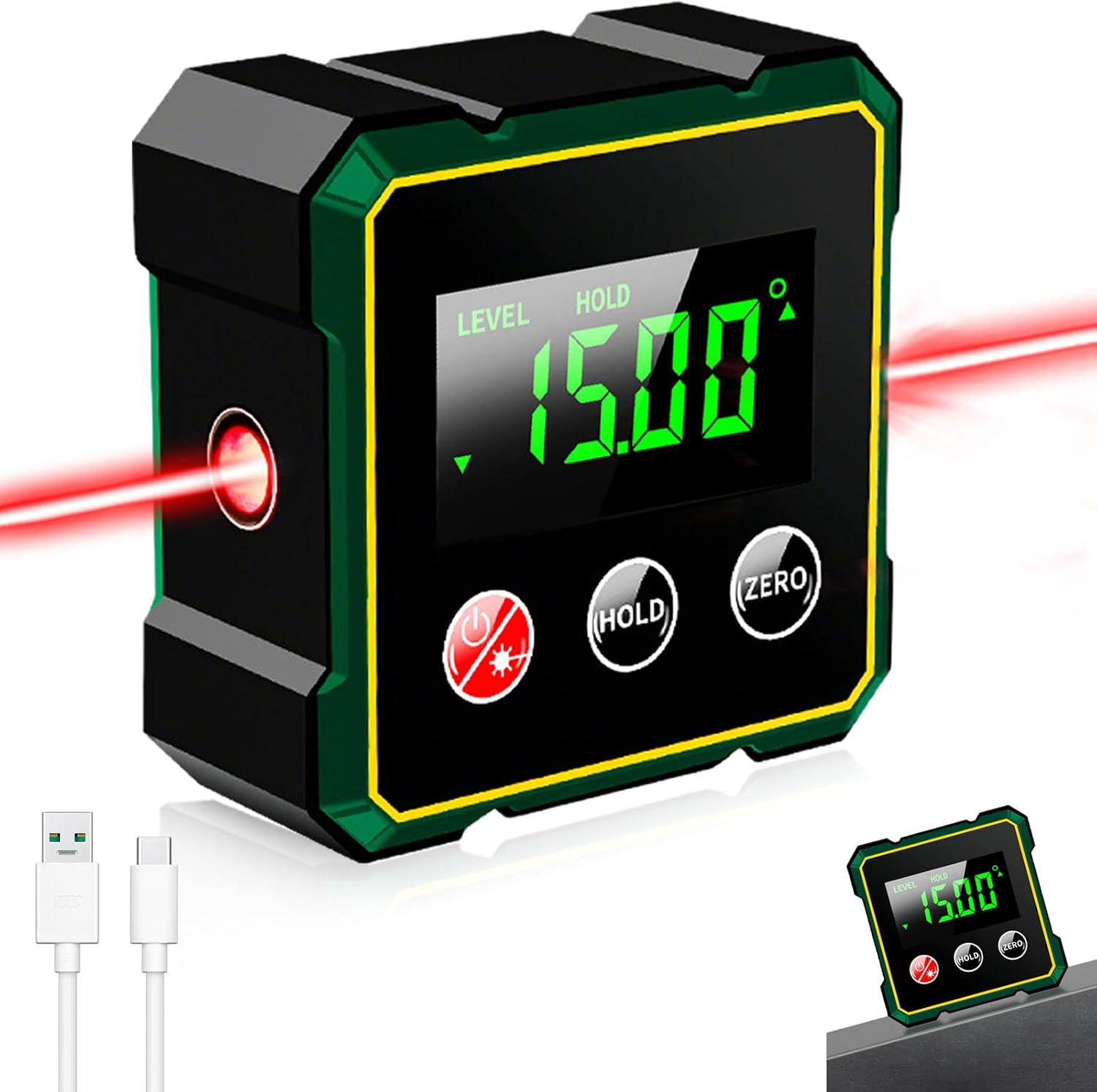 Warmfay Digital Protractor Spirit Level Laser with LCD Display ...