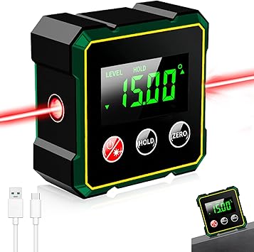 Warmfay Digital Protractor Spirit Level Laser with LCD Display ...