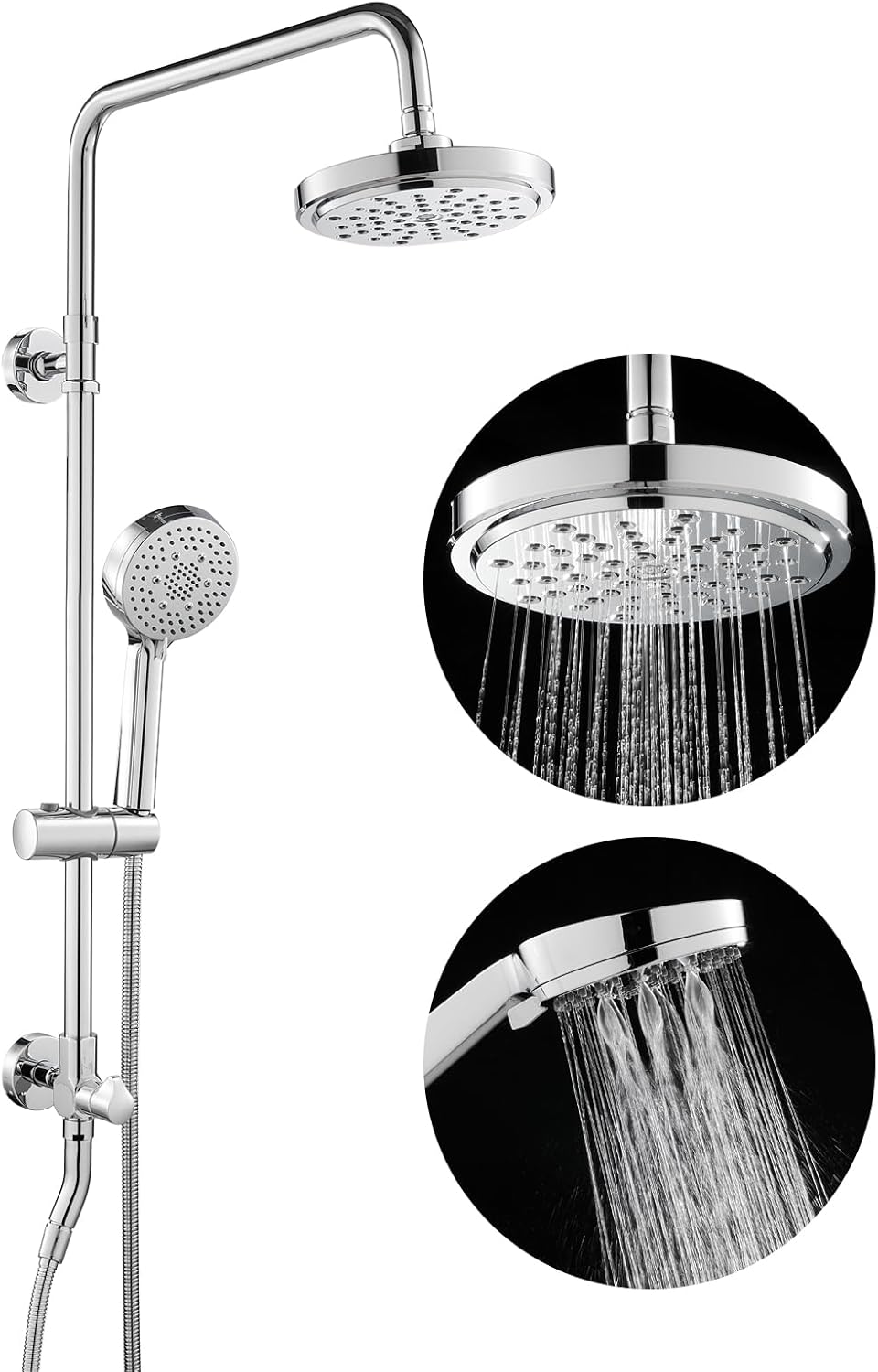 ROVOGO Retrofit Shower System with 7" RainShower, 5-Setting Handheld ...