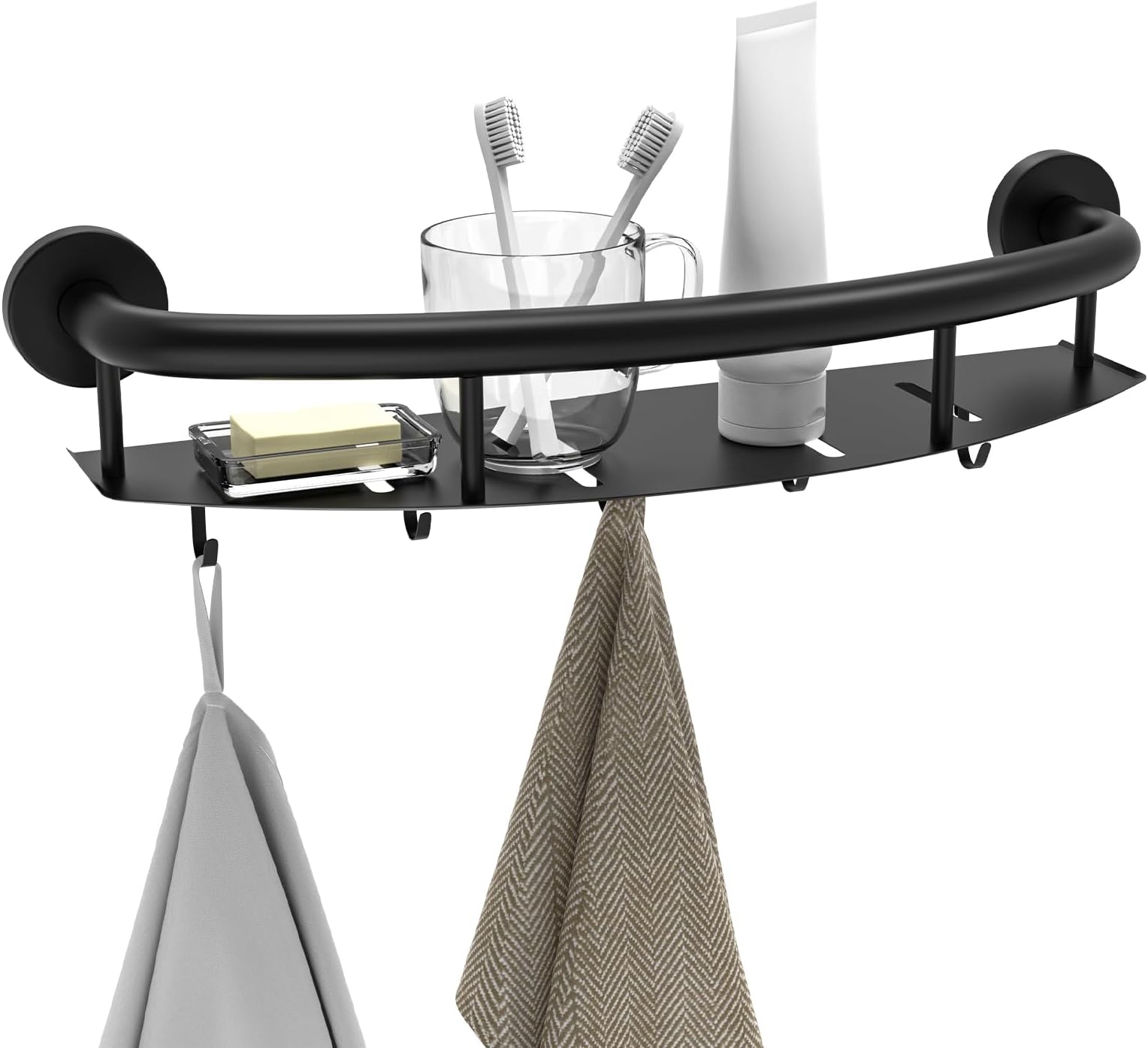 Amazon.com: AquaChase ADA Compliant Grab Bar with Glass Shelf for ...