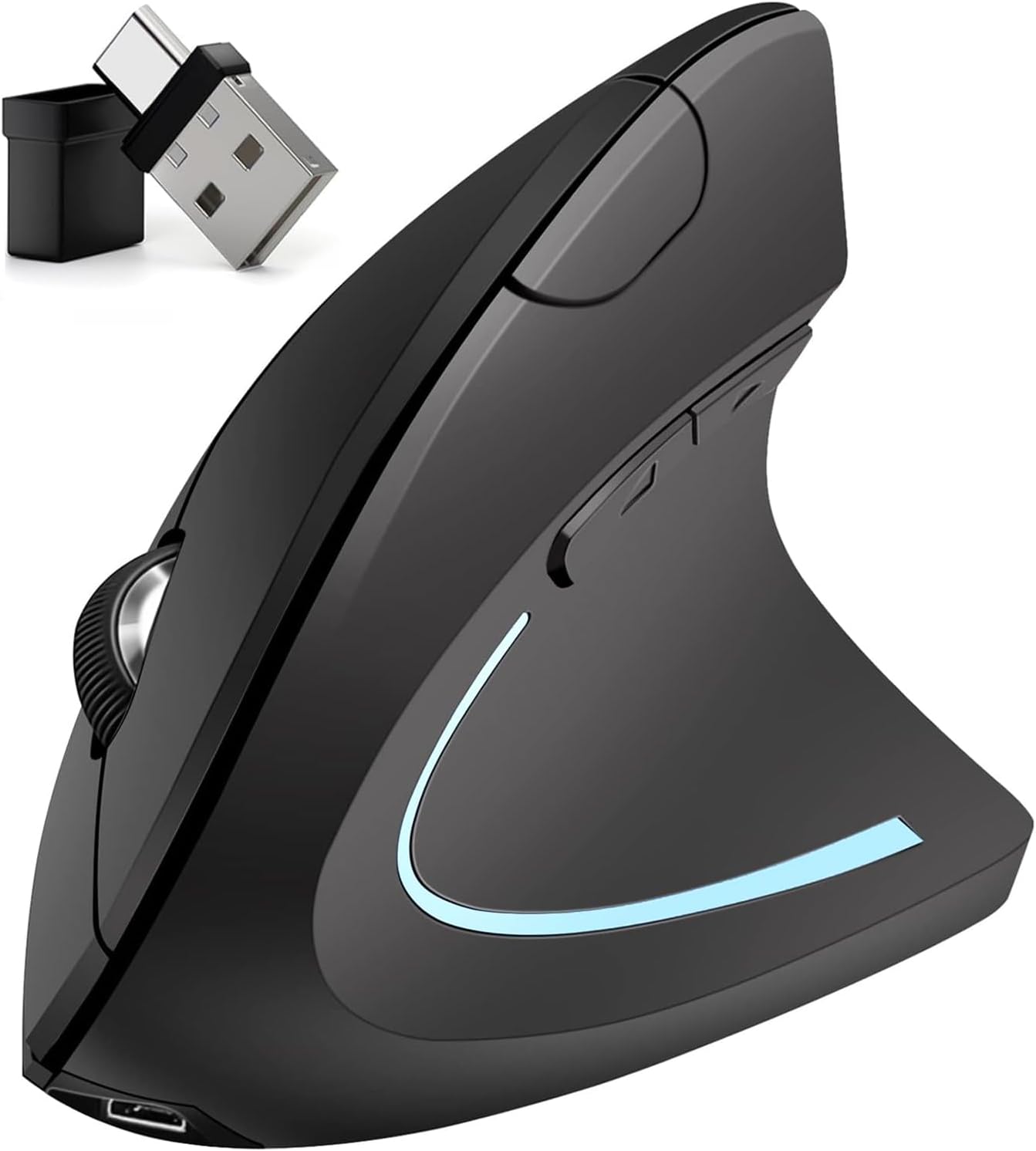 Amazon.com: Ergonomic Mouse Vertical -Rechargeable 2.4GHz Optical (Bluetooth+USB+USB C) Modes ...