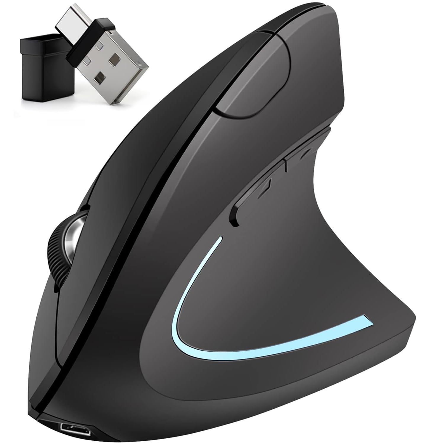 Ergonomic Mouse Vertical -Rechargeable 2.4GHz Optical (Bluetooth+USB ...