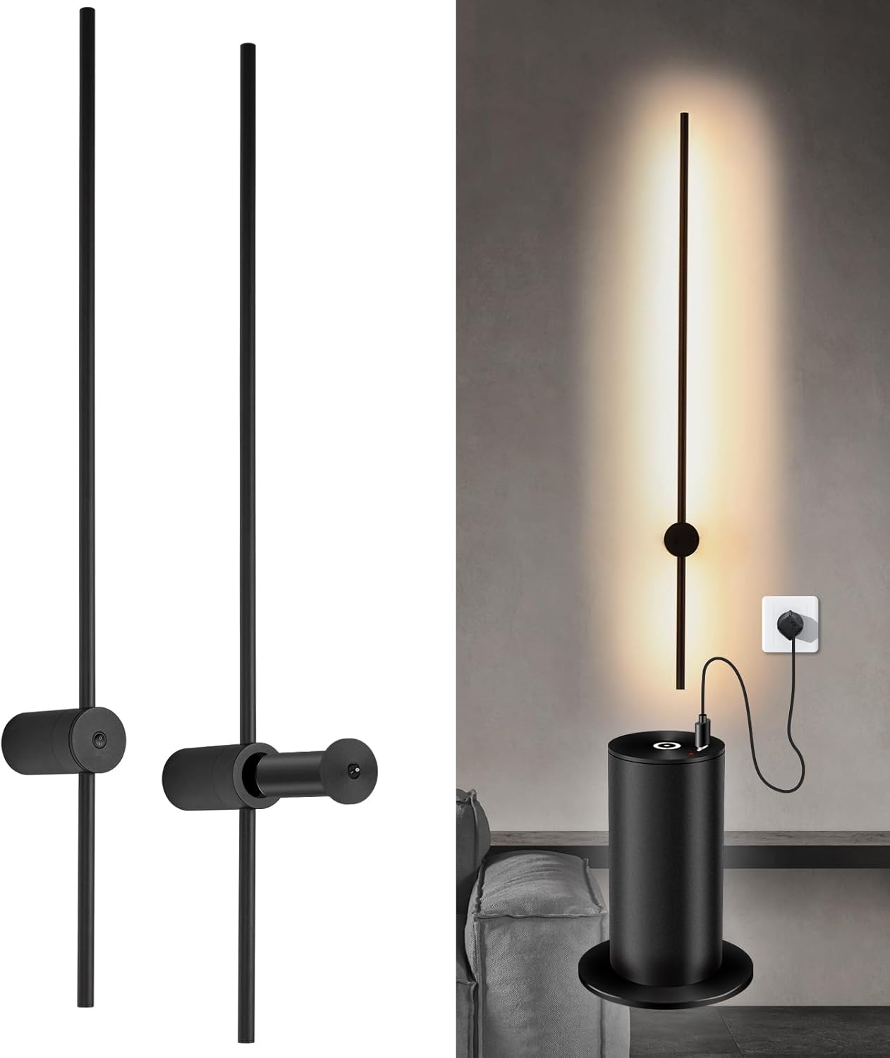 Aanyhoh Battery Operated Wall Sconces USB Rechargeable LED Wall Sconce ...