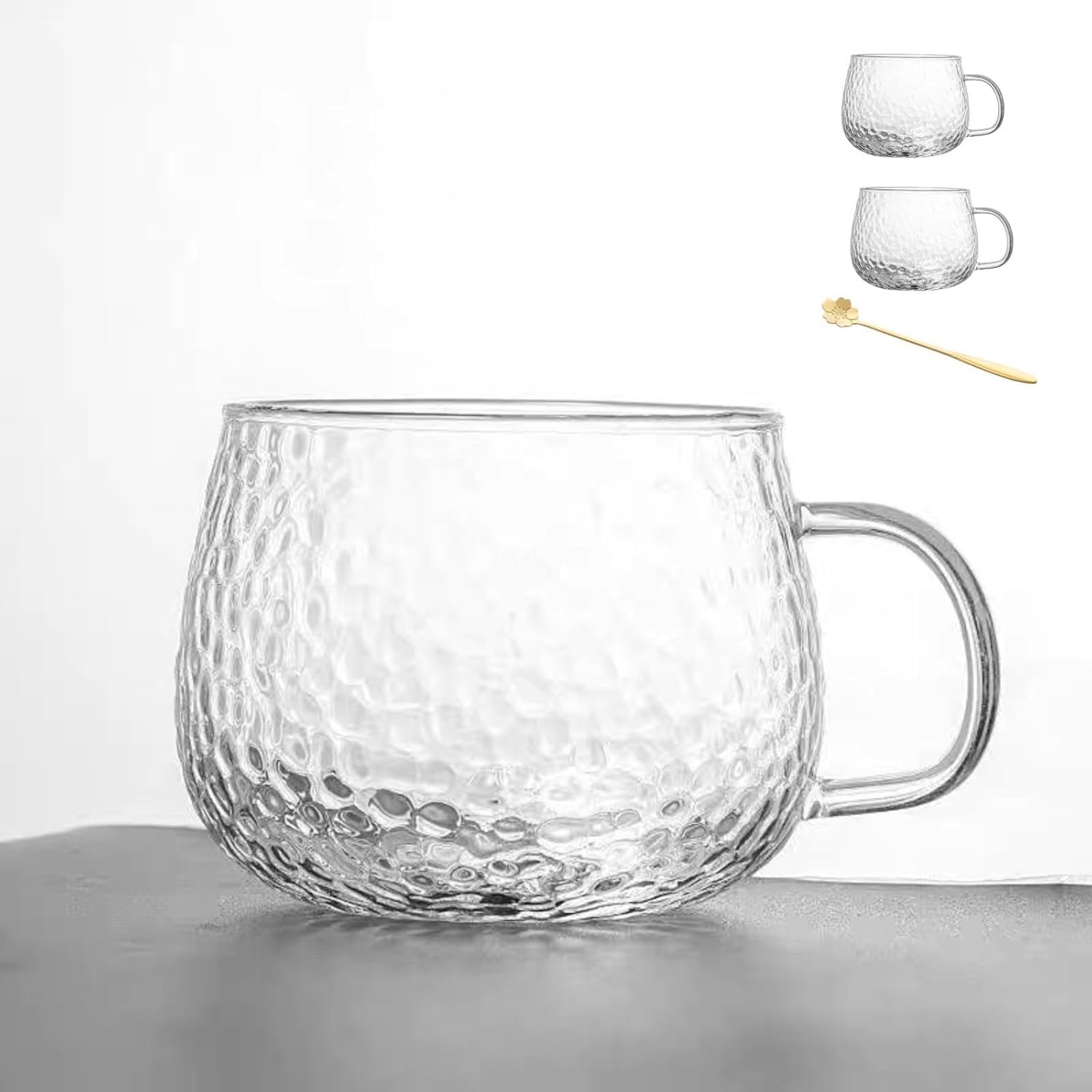 Amazon.com | Supercap - 2Pack Vintage Glass Coffee Mugs with Gold Rims ...