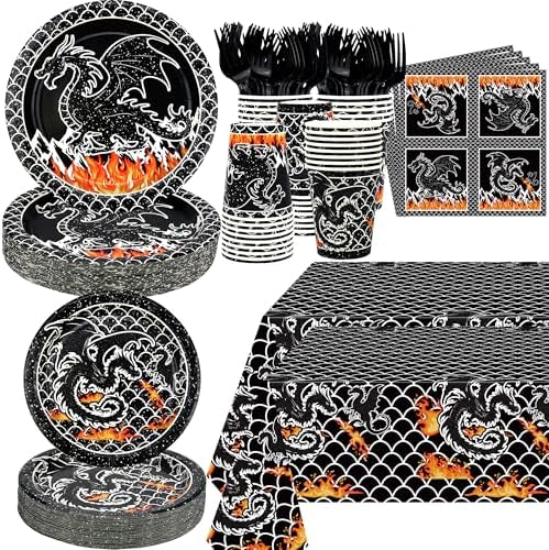 Amazon.com: Dragon Birthday Party Decorations Serves 40 Guests ...