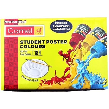 Camlin Camel Student's Poster Colour Set 18 Shades and Kokuyo Paint ...