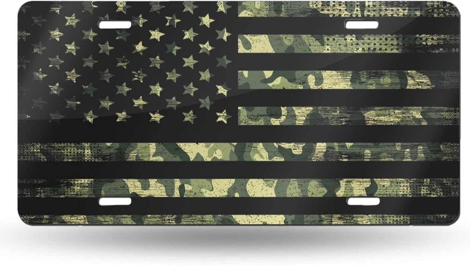 Amazon.com: Camouflage Green Camo American Flag Front License Plate ...