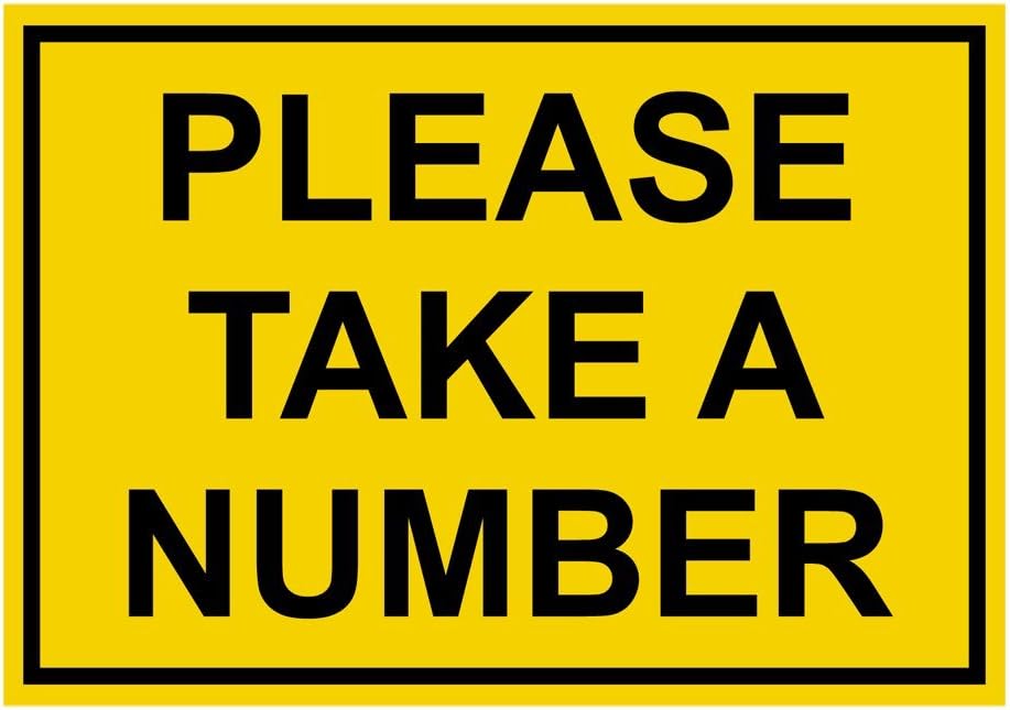 Amazon.com : Please Take A Number Engraved Sign EGRE-15801-BLKonYLW ...